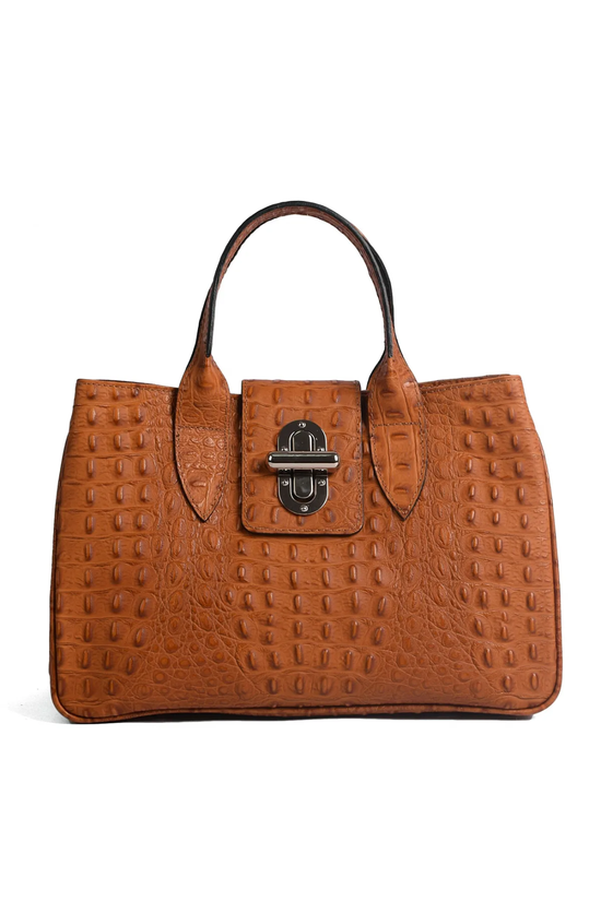 Melody - Vera Pelle Stampa Cocco – Colore Cuoio – YULUBAGS