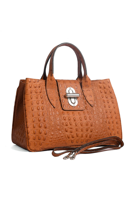 Melody - Vera Pelle Stampa Cocco – Colore Cuoio – YULUBAGS